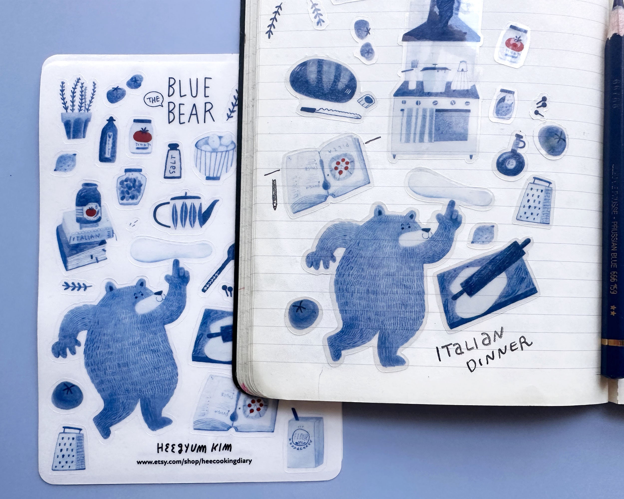 Blue the Bear Clear Glossy Sticker Sheet A6 - Bullet Journal, Planner ...