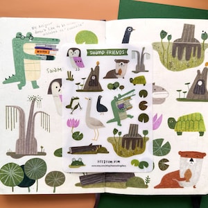 Swamp Animals Alligator Clear Sticker Sheet A6 Bullet Journal Planner ...