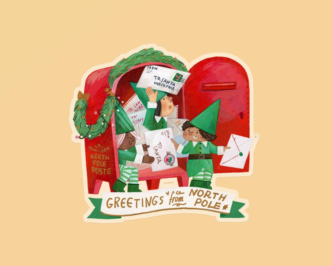 Greetings From North Pole Sticker Christmas Diecut Sticker, Clear ...