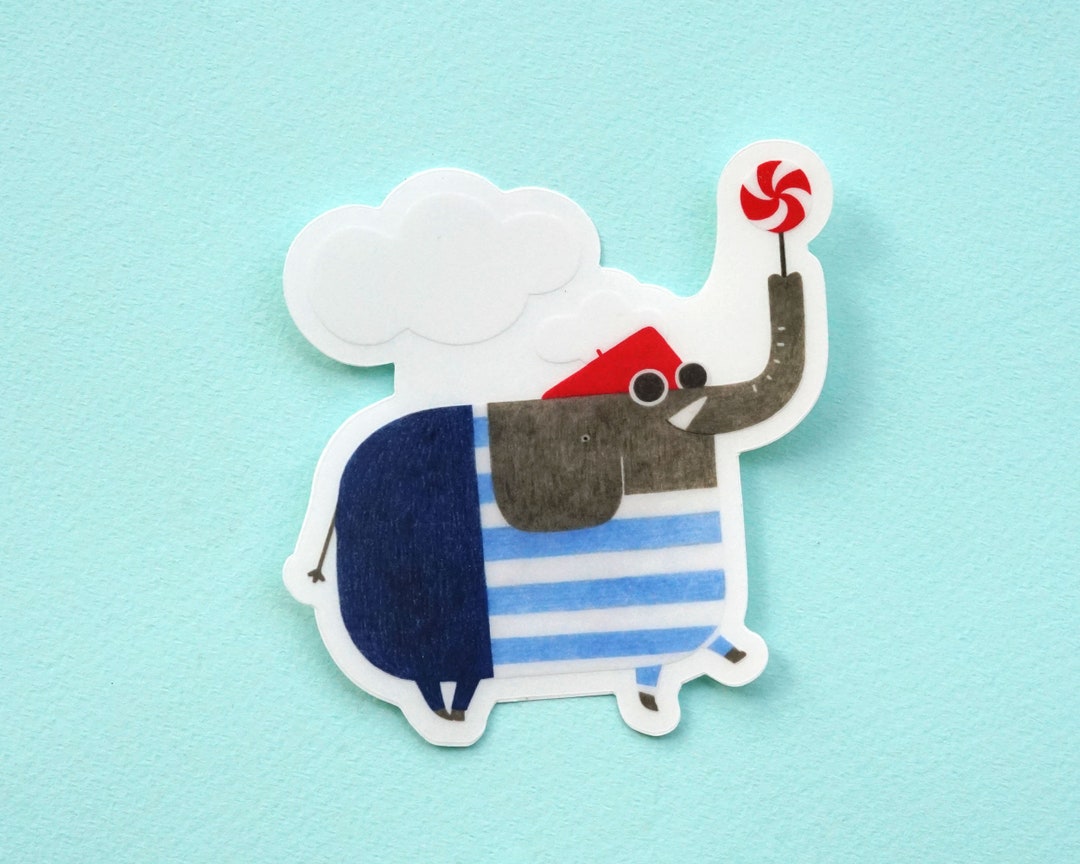 Elephant Sticker - Animal Sticker - Removable Transparent Sticker ...