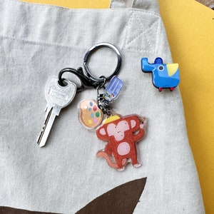 Monkey the Artist Acrylic Key Chain - Etsy