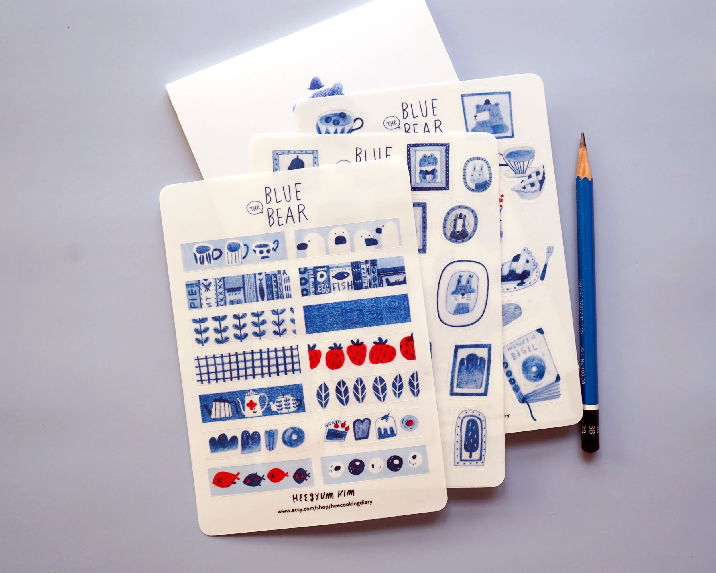 Blue the Bear Clear A6 Sticker - Washi Tape Stlye - Bullet Journal ...
