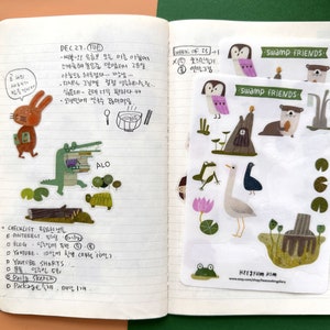 Swamp Animals Alligator Clear Sticker Sheet A6 Bullet Journal Planner ...