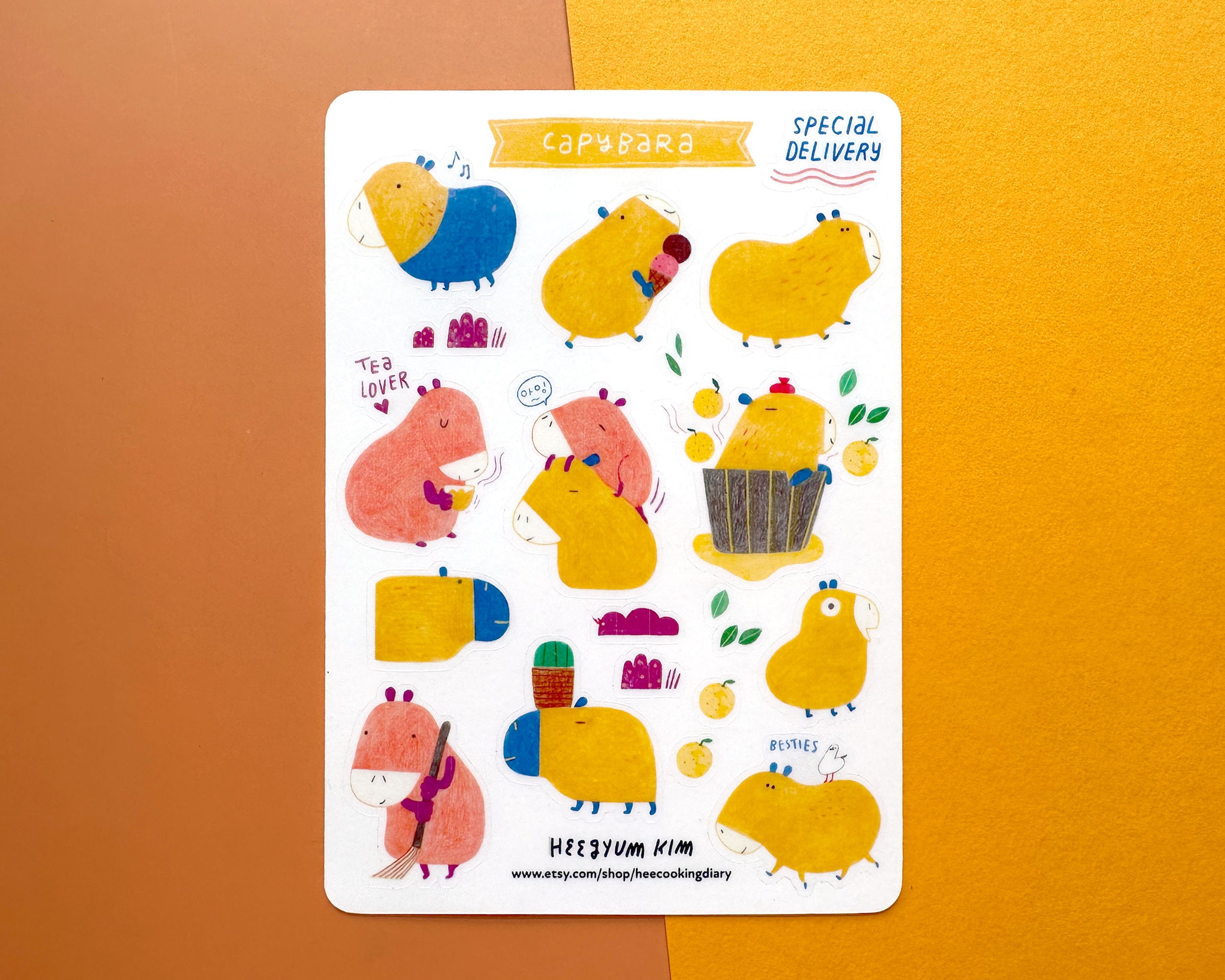 Capybara Cute Animal Clear Sticker Sheet A6 Bullet Journal - Etsy