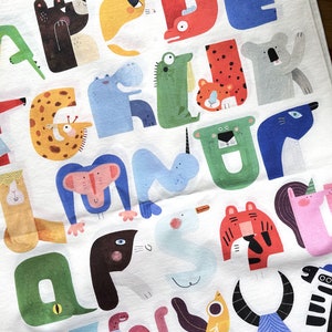 ABC Alphabet Animal Fabric Poster, Small Tapestry Wall Hanging, Nursery ...