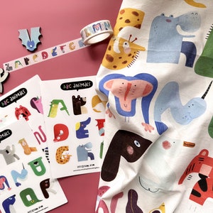 ABC Alphabet Animal Transparent Sticker Sheet A6 Planner, Bullet ...