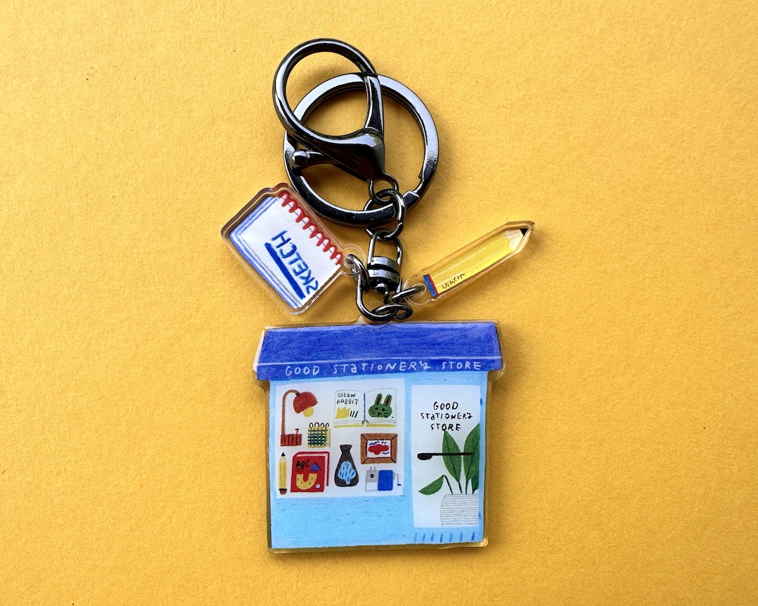 Stationery Shop Clear Acrylic Key Chain - Etsy
