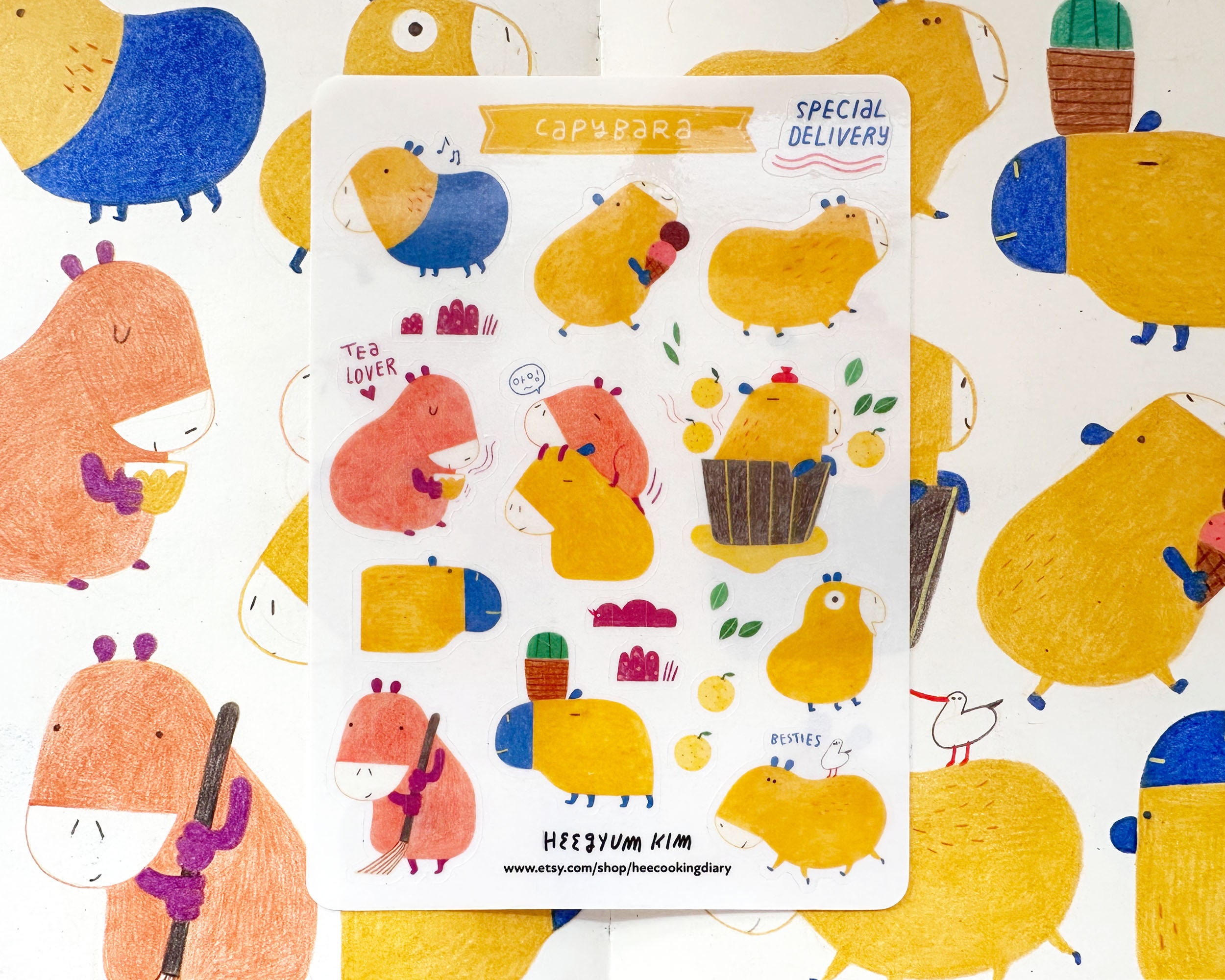 Capybara Cute Animal Clear Sticker Sheet A6 Bullet Journal - Etsy