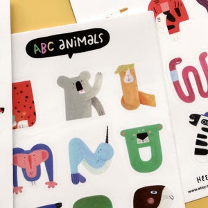 ABC Alphabet Animal Transparent Sticker Sheet A6 Planner, Bullet ...