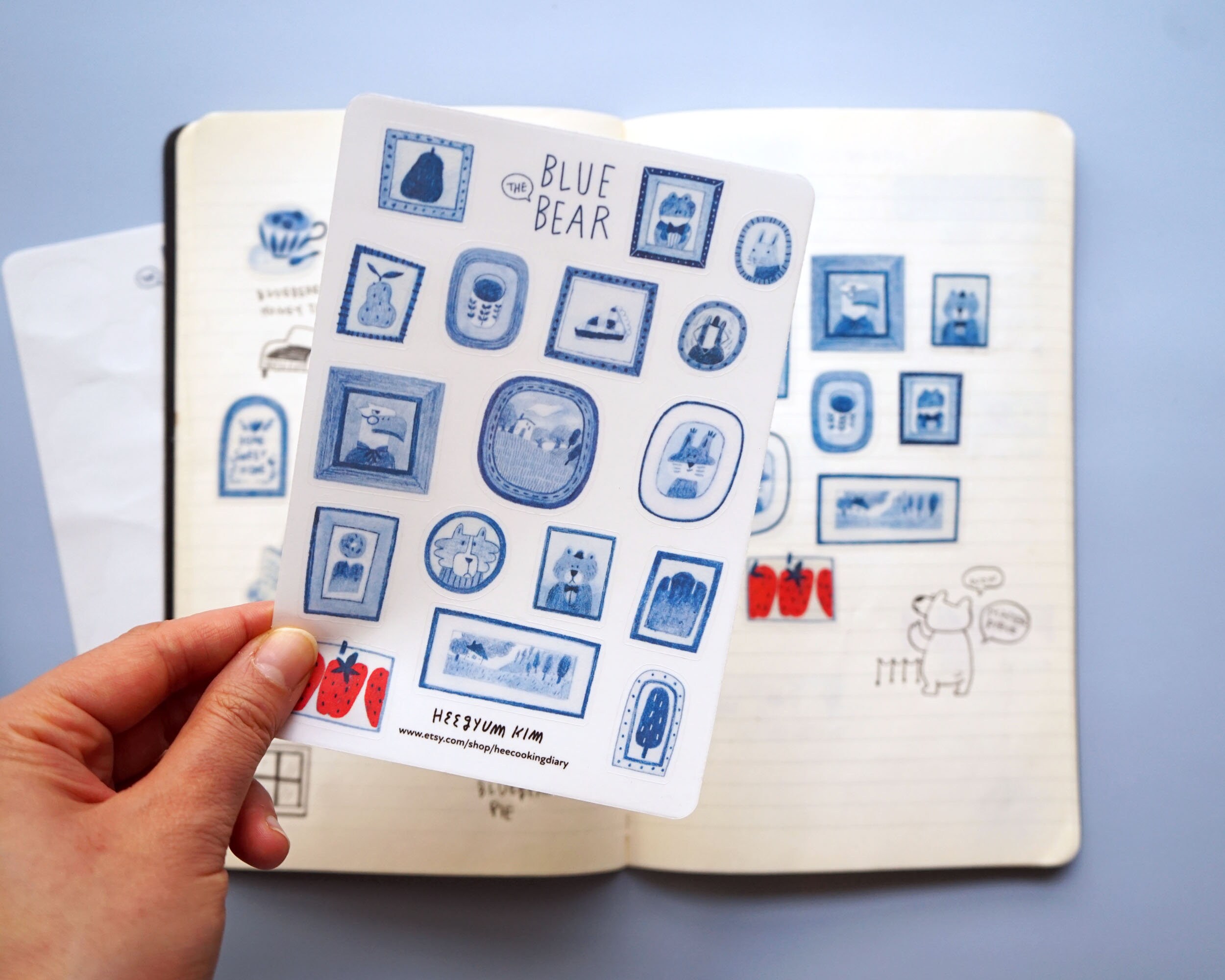 Blue the Bear Clear Glossy Sticker Sheet A6 - Bullet Journal, Planner ...