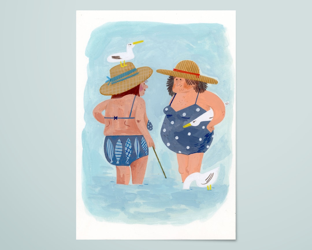 Perfect Beach Body - ORIGINAL Mixed Media Drawing - Etsy