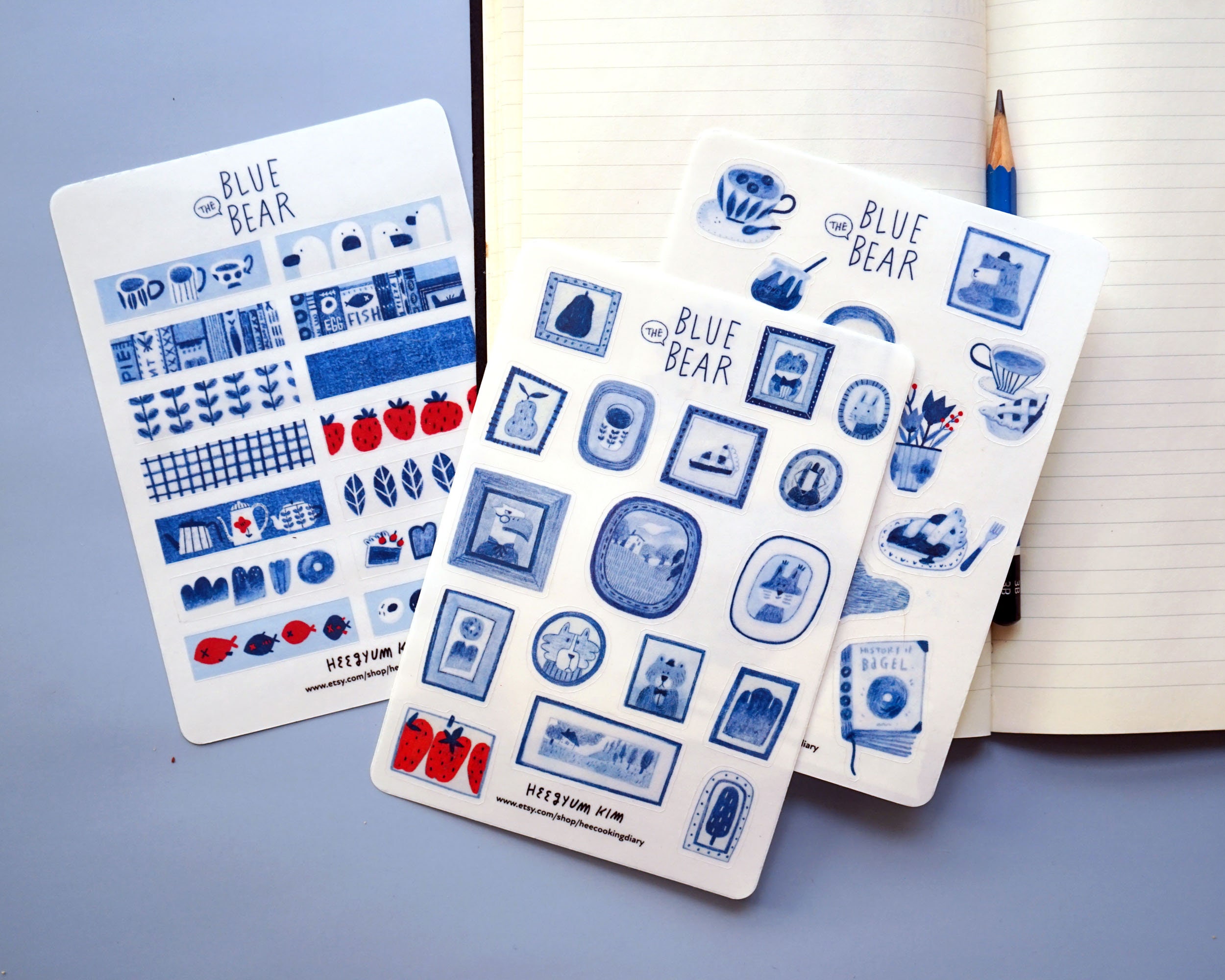 Blue the Bear Clear A6 Sticker - Washi Tape Stlye - Bullet Journal ...