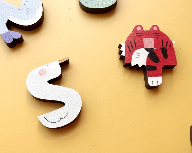 ABC Wooden Animal Pin - Etsy