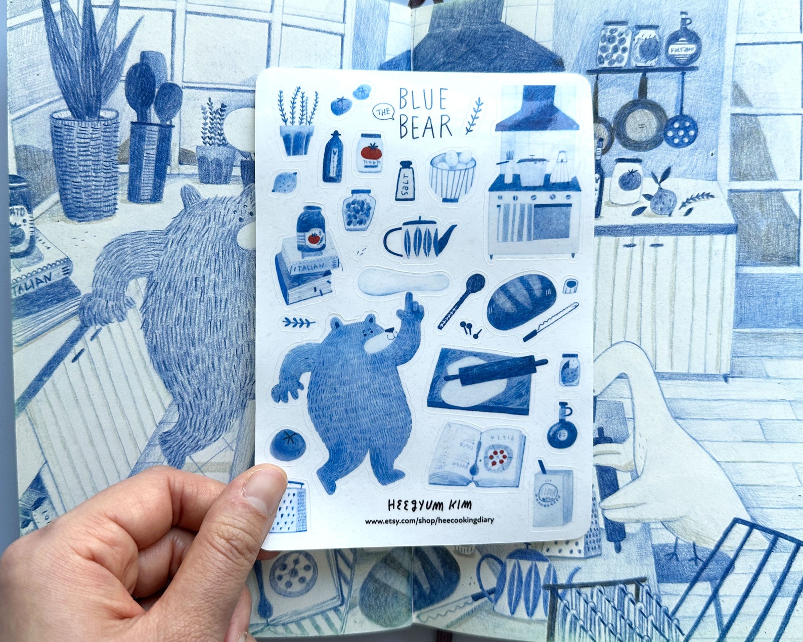 Blue the Bear Clear Glossy Sticker Sheet A6 - Bullet Journal, Planner ...