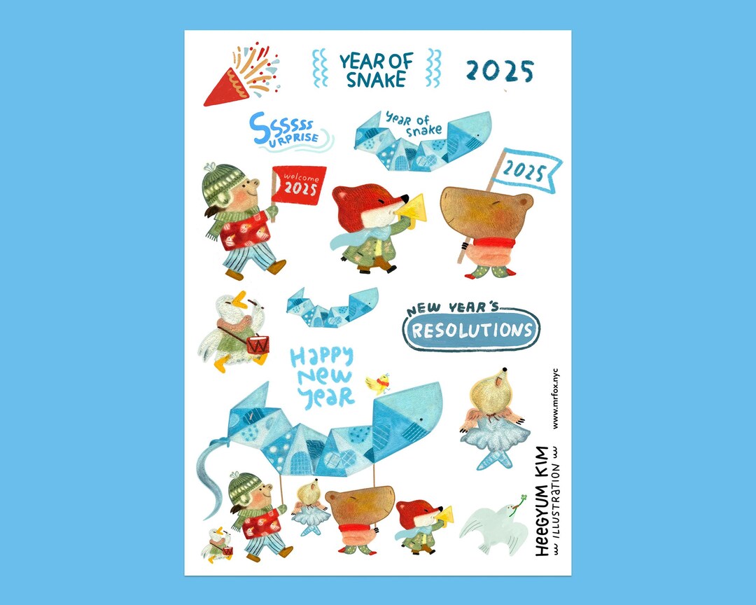 Happy New Year! Year of Snake Sticker Sheet - Etsy