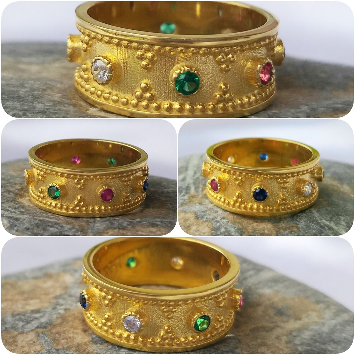 Greek Byzantine Ring K18 Gold-plated Silver 925 and - Etsy