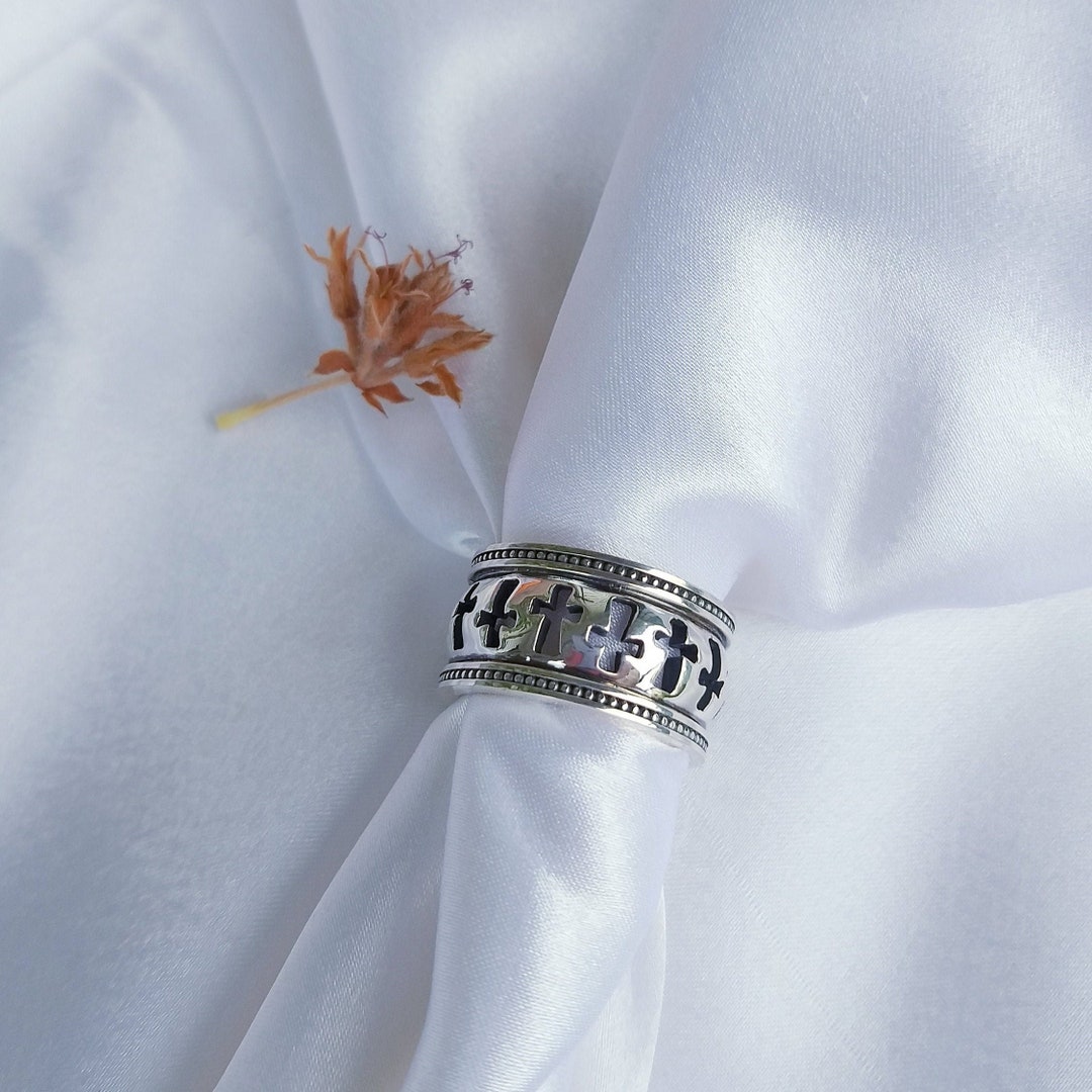 Handmade Signet Cross Ring Silver 925/formal Cut Out Statement Bulky ...