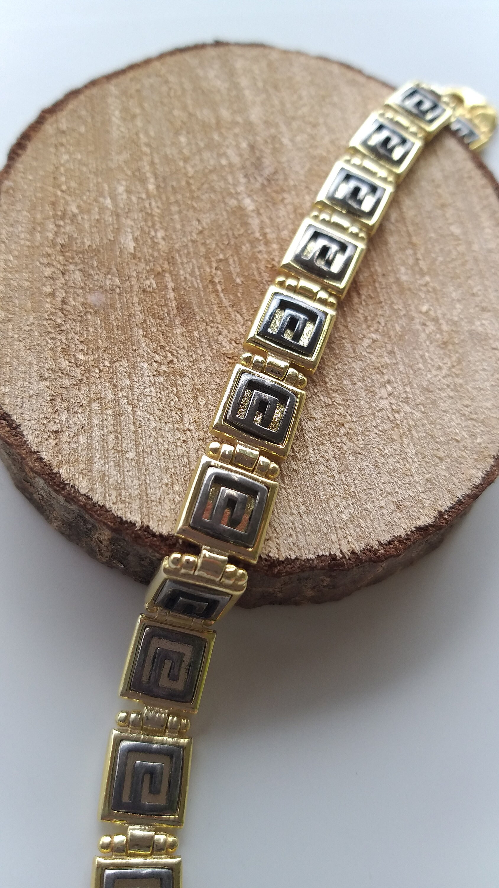 Meander Ancient Greek Mythology Link Bracelet Gold-plated | Etsy