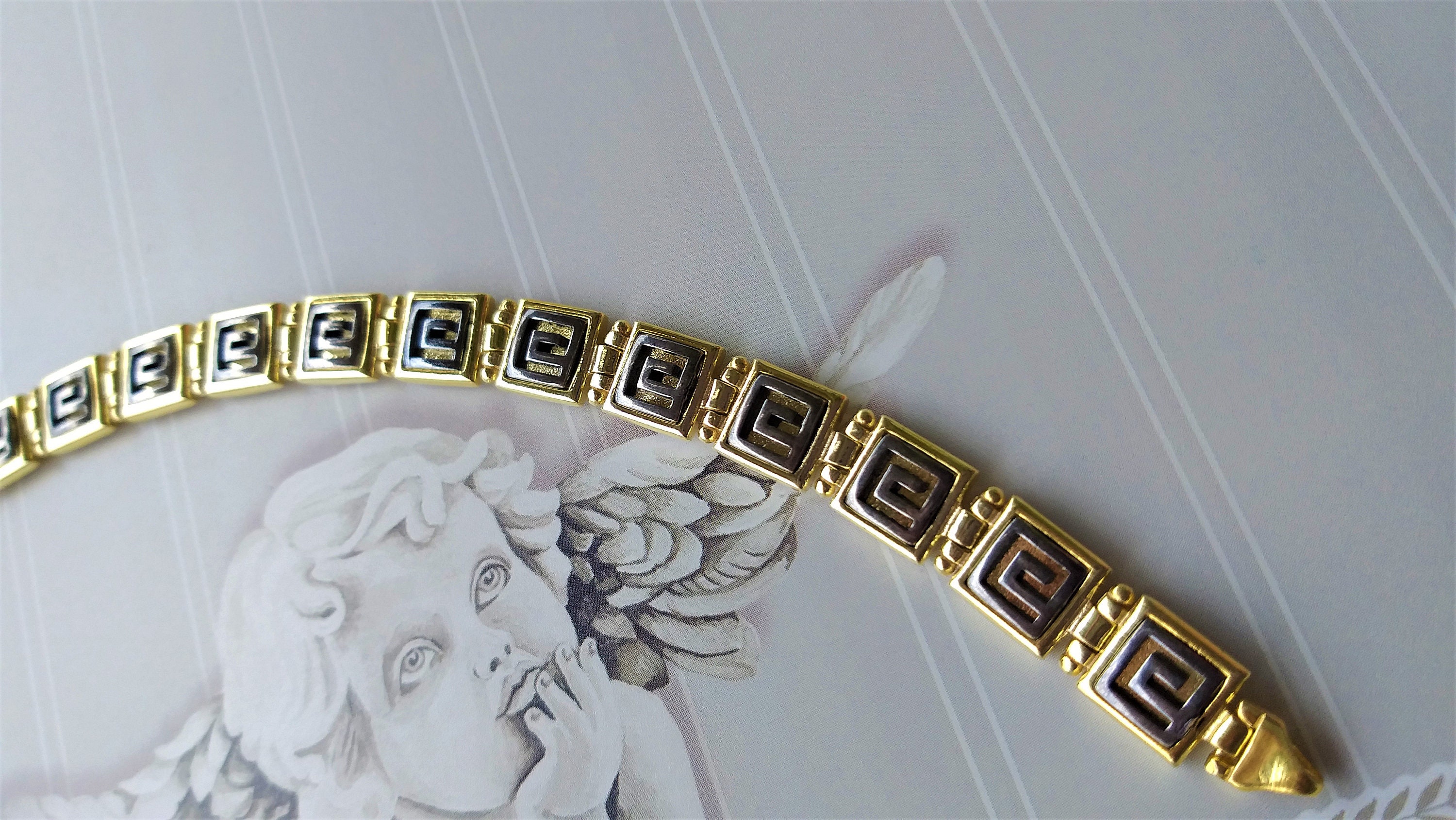 Meander Ancient Greek Mythology Link Bracelet Gold-plated | Etsy