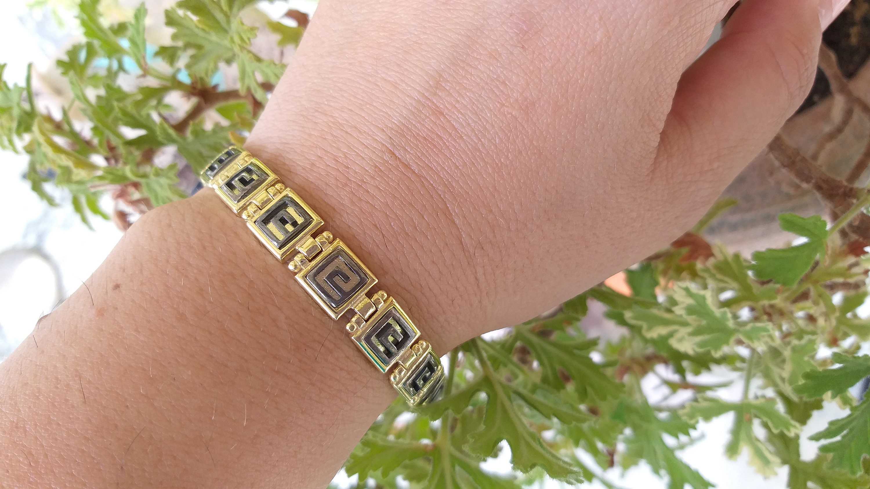 Meander Ancient Greek Mythology Link Bracelet Gold-plated | Etsy