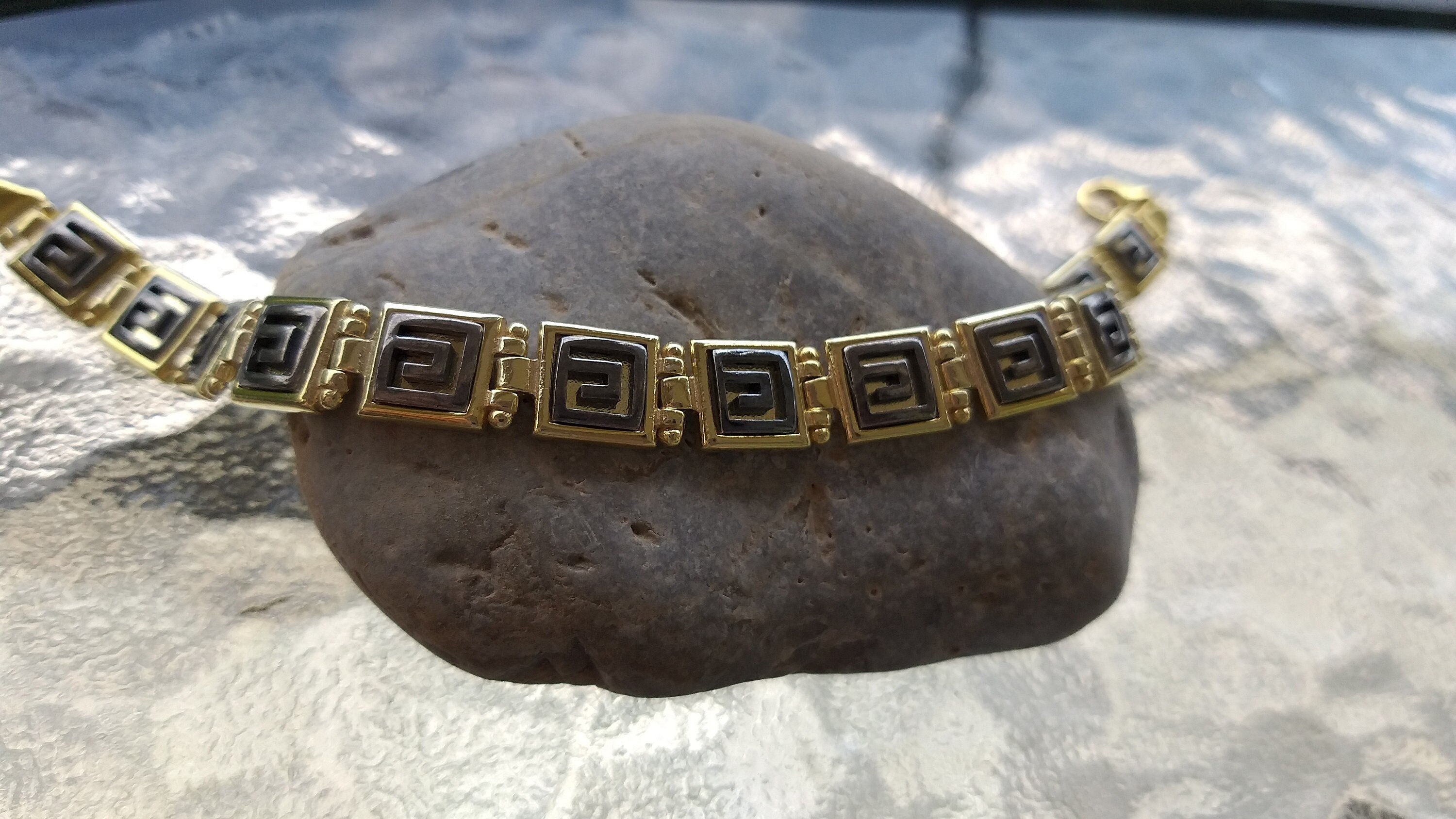Meander Ancient Greek Mythology Link Bracelet Gold-plated Silver 925 ...