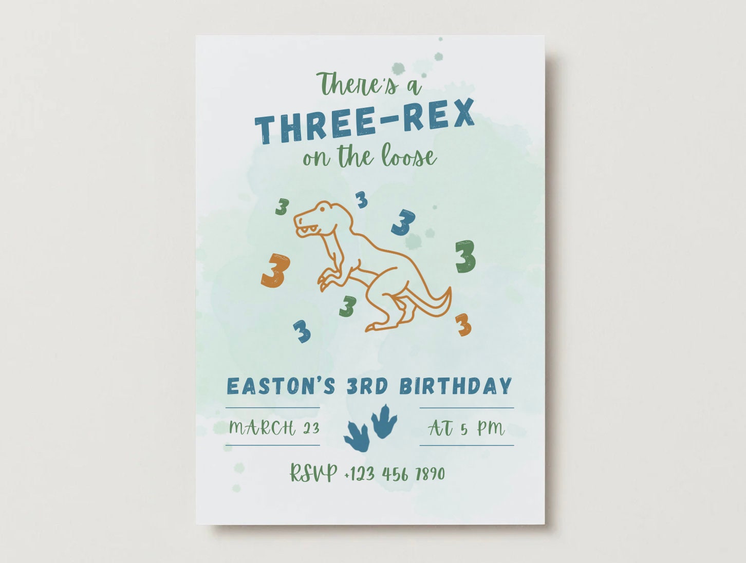 Three Rex Birthday Invitation Three Rex Birthday Invite - Etsy
