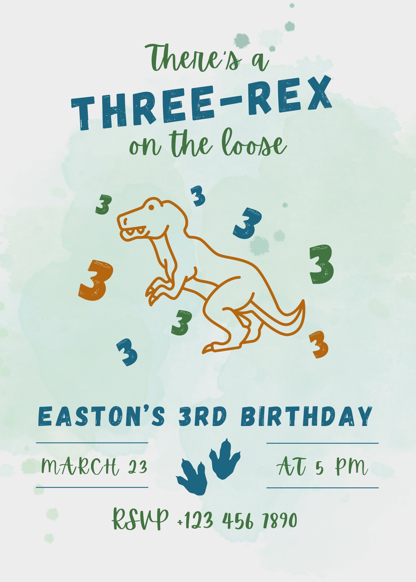 Three Rex Birthday Invitation Three Rex Birthday Invite - Etsy