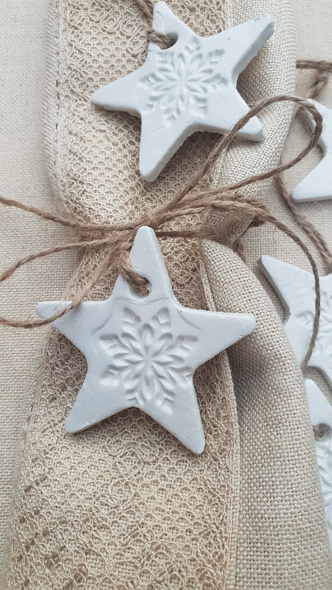 Set of 10 Large Rustic Christmas Stars With Ornaments/white Christmas ...