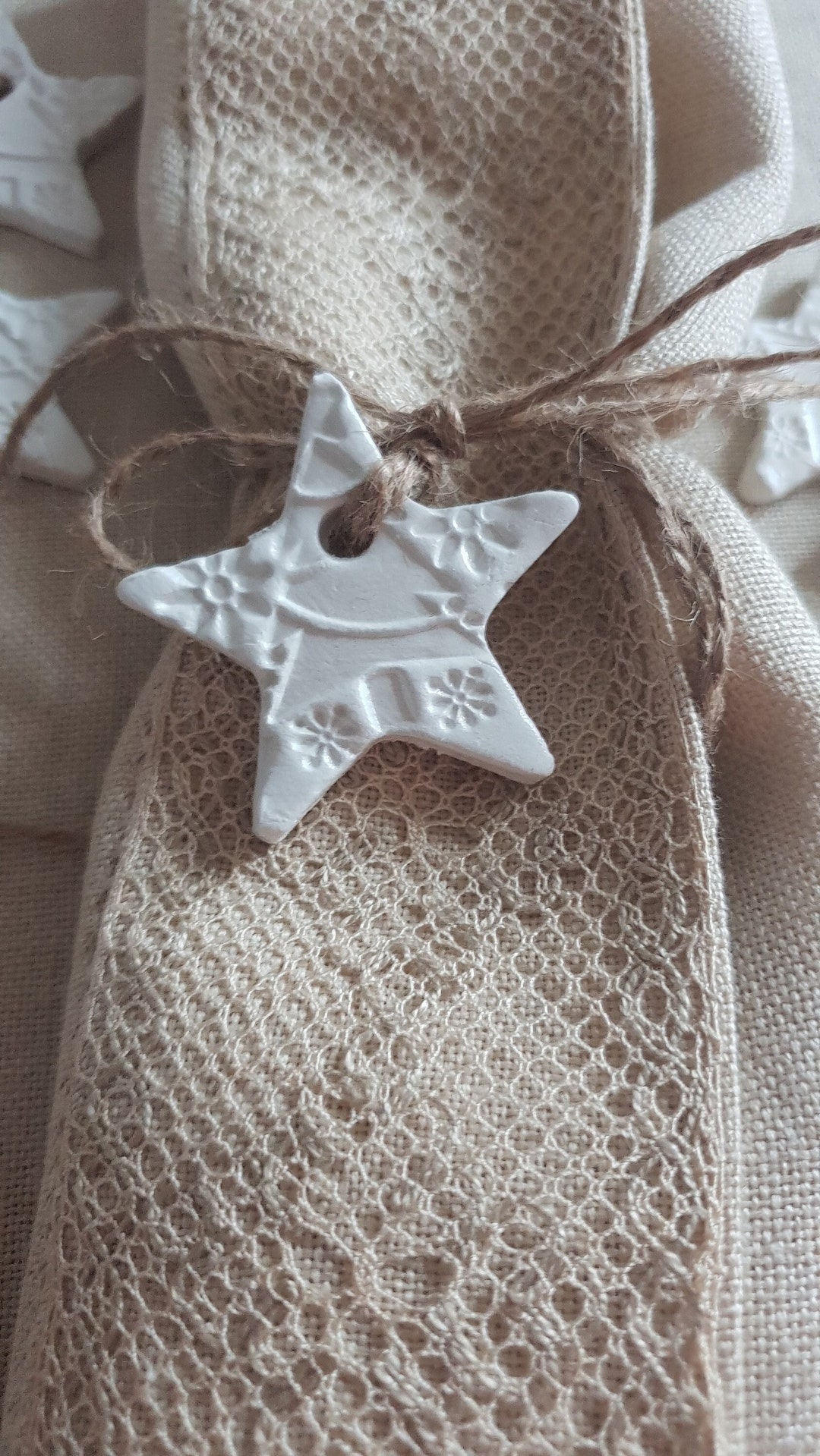 Set of 10 Rustic Stars With Ornament/scandi Christmas Stars/christmas ...