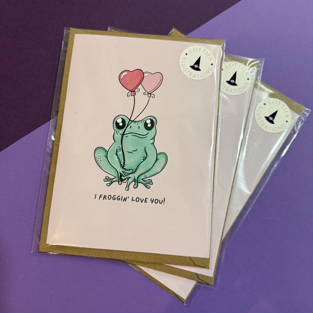 Frog Valentines Day Card - Etsy