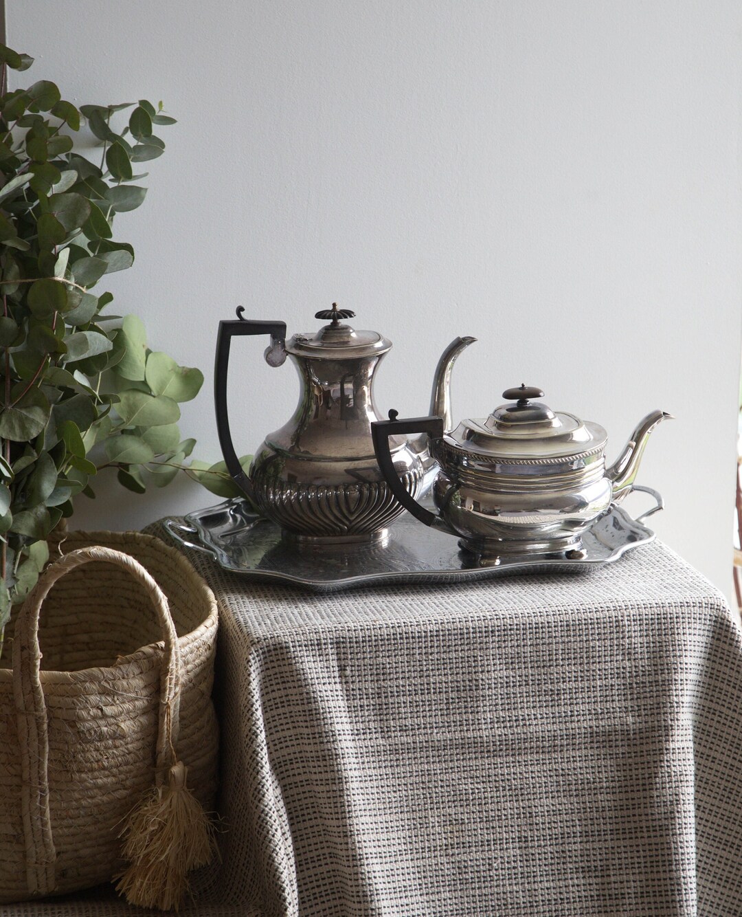 Antique Silver Soldered Tea and Coffee Set: Edwardian Cottage Decor - Etsy