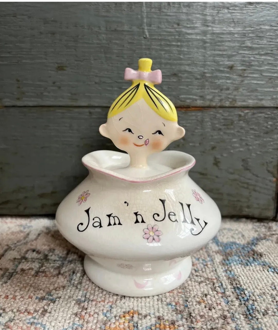 Vintage 1950s LIPPER AND MANN Pixieware Jam n Jelly Ceramic Jar Mcm Mid ...