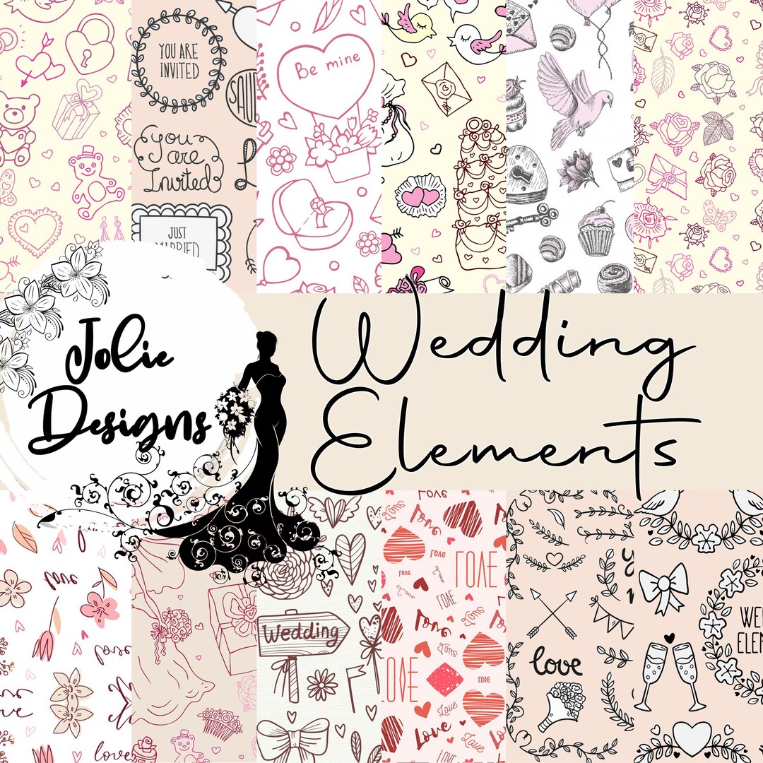 Wedding Elements 12 JPG Digital Decorative Papers Instant Download ...