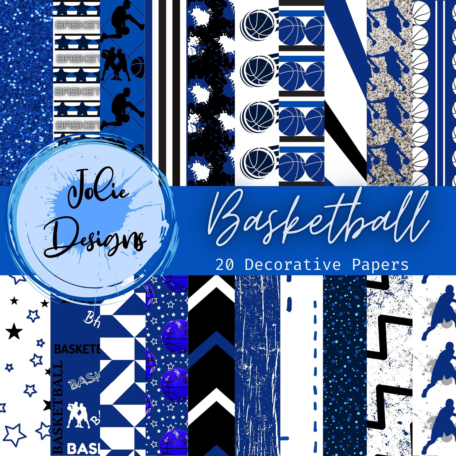 20 blue basketball decorative papers digital instantáneo | Etsy