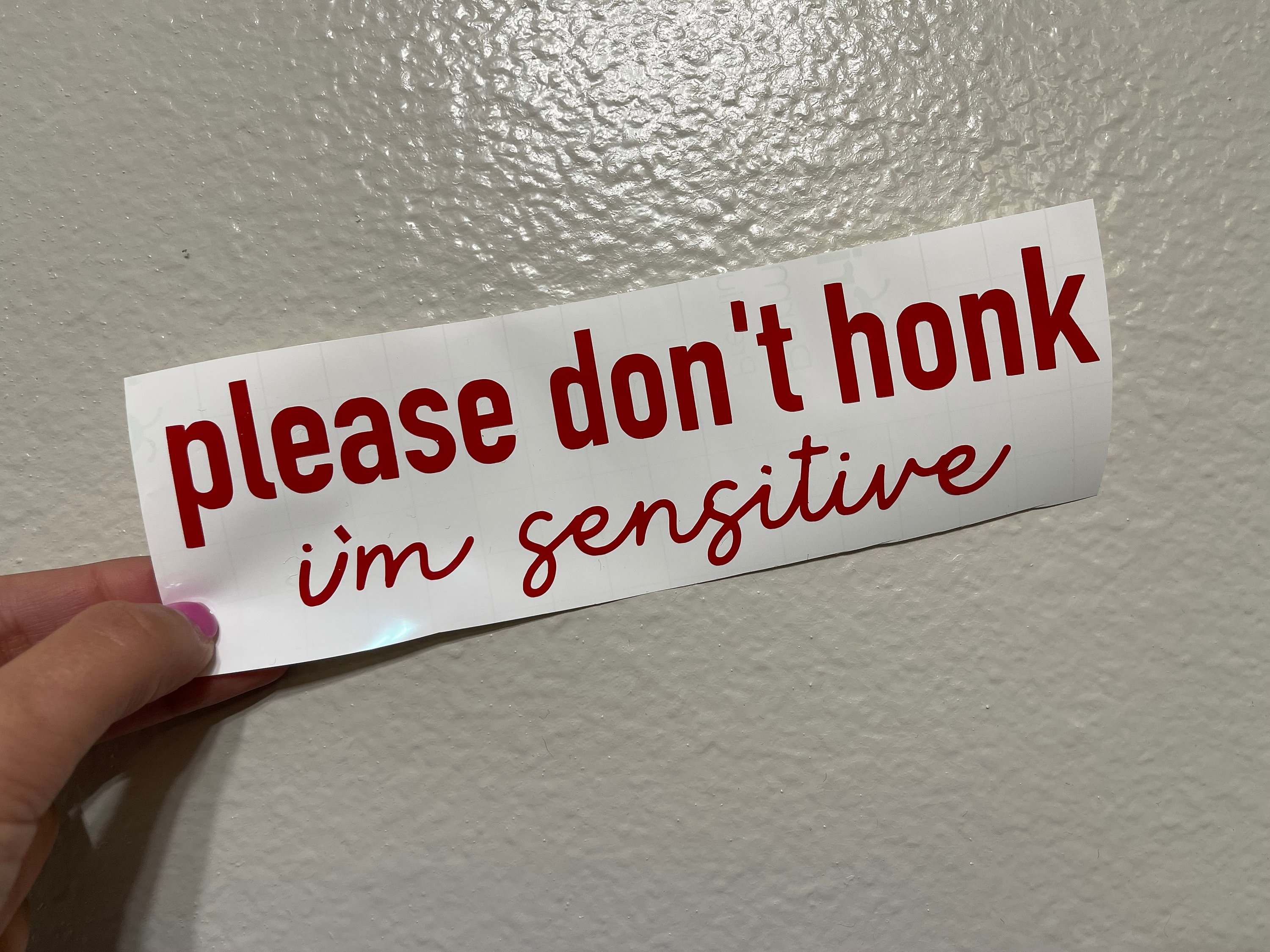Please Don't Honk I'm Sensitive Car Decal Bumper - Etsy