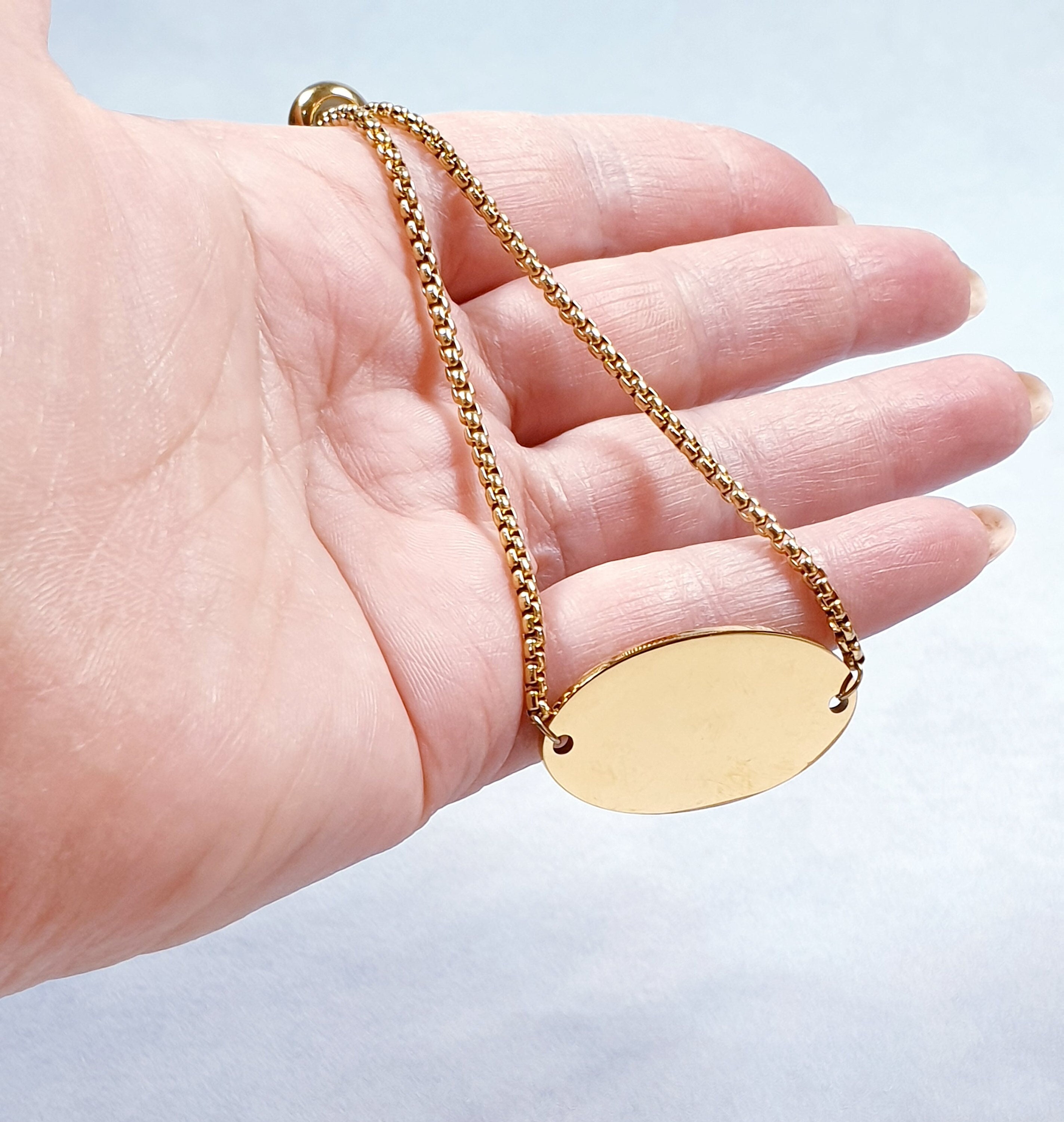 Gold Name Tag & Chain, Stainless Steel Metal Tag for Urns, Engraving ...