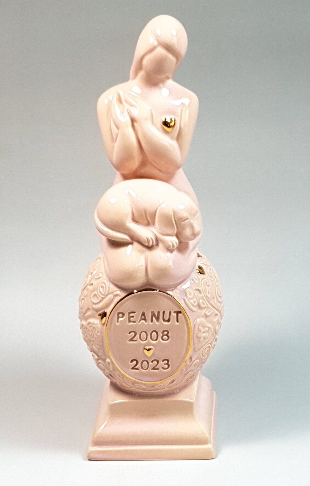 Loving Lady & Dog Urn Pretty Pink, Custom Made Urn, Embossed ...