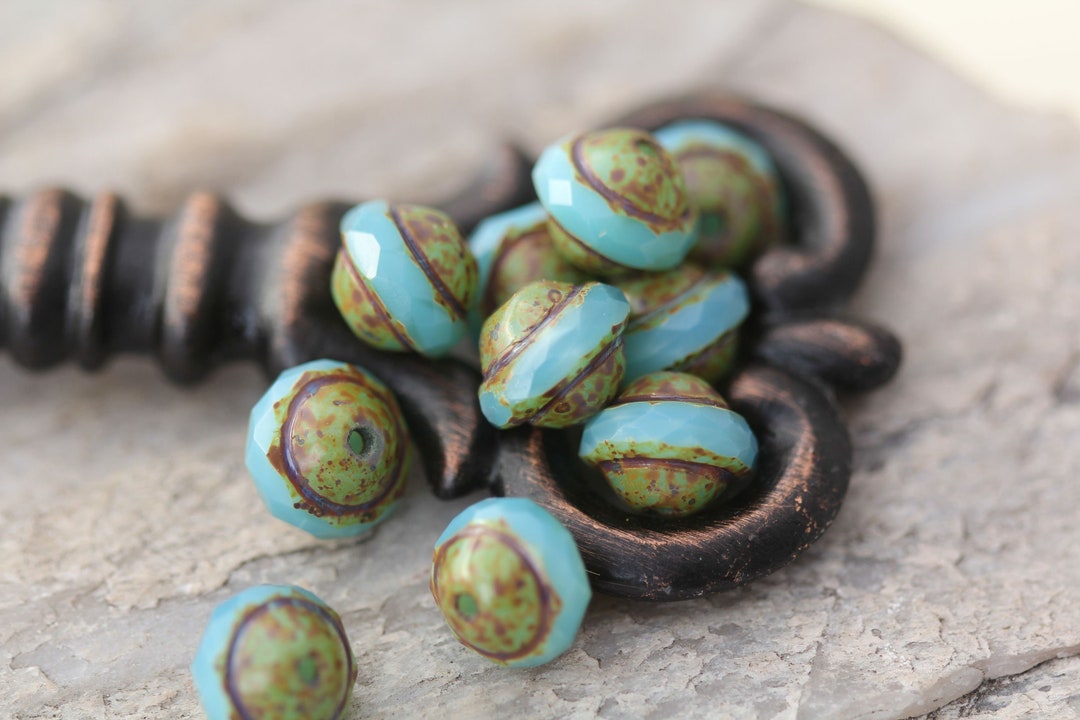 Silky Baby Blue Saturn Czech Glass Beads 8x9mm, 10 Beads - Etsy