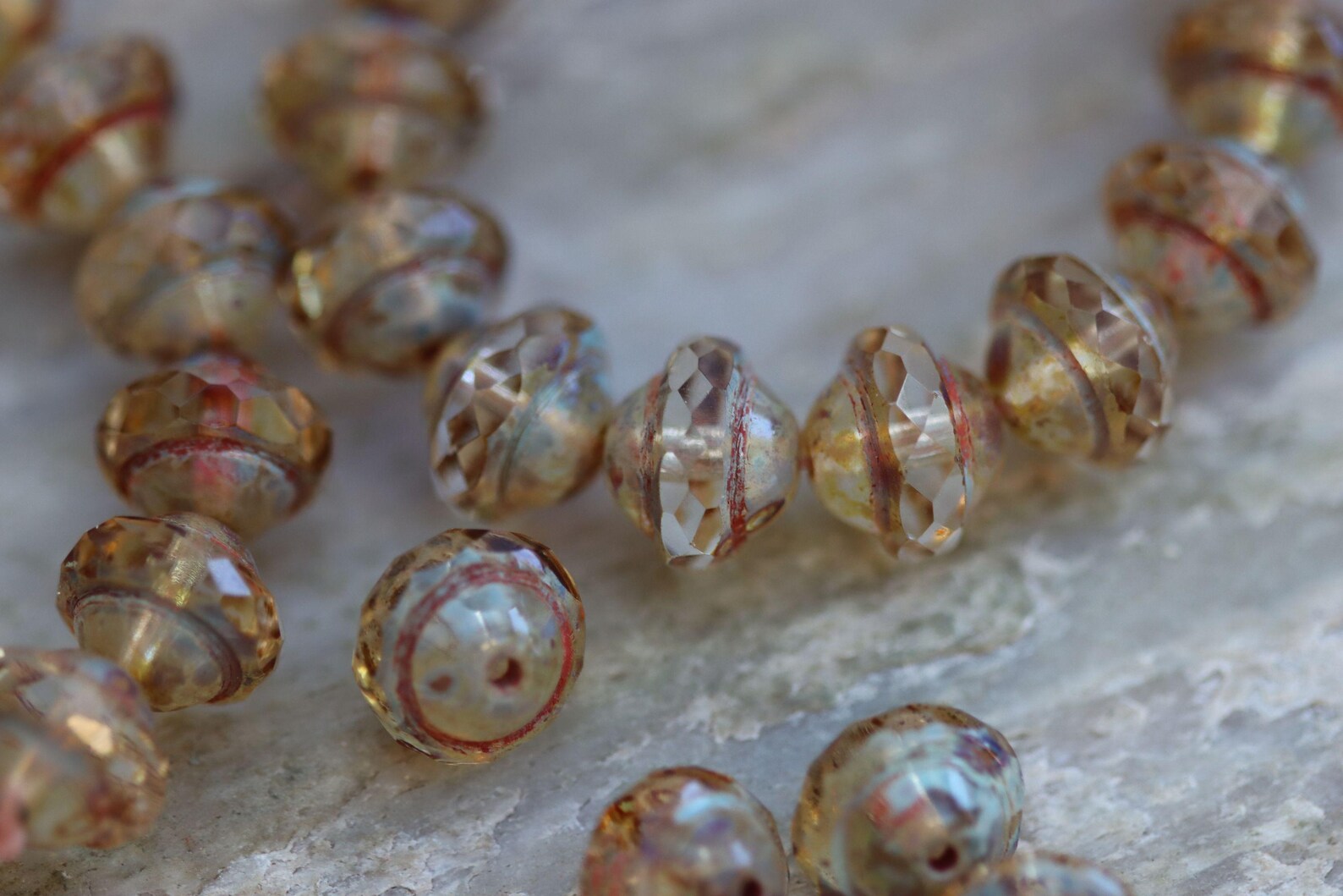 Crystal Picasso Saturn Czech Glass Beads 8x10mm, 10 Beads - Etsy