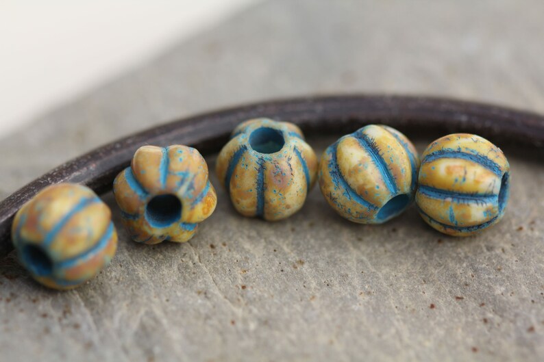 8mm Large Hole Honey Turquoise Czech Glass Melon Beads (10 Beads) - Etsy