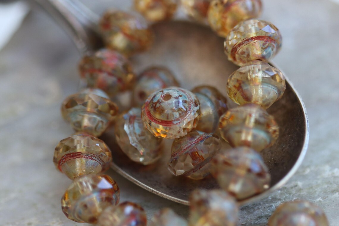 Crystal Picasso Saturn Czech Glass Beads 8x10mm, 10 Beads - Etsy