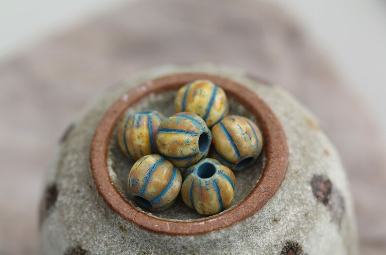 8mm Large Hole Honey Turquoise Czech Glass Melon Beads (10 Beads) - Etsy