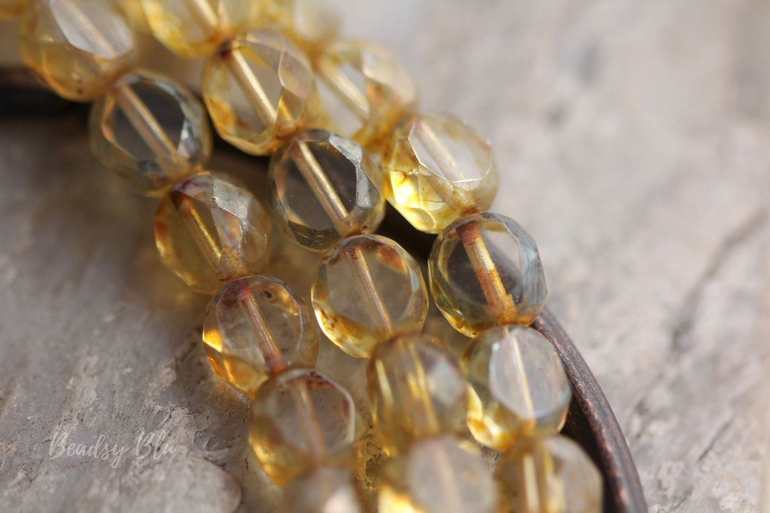 Crystal Picasso Table Cut Faceted Round Czech Glass Beads 8mm, 10 Beads ...