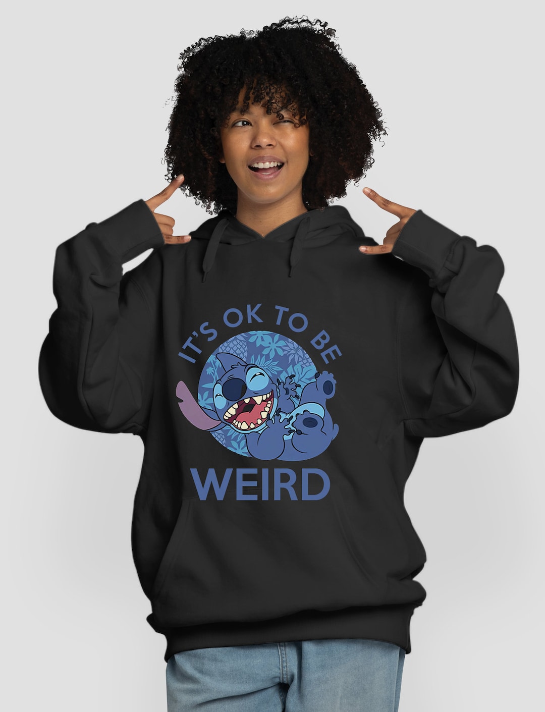 Disney Stitch It is Okay to Be Weird Quotes Funny Lame Hoodie Men Women ...