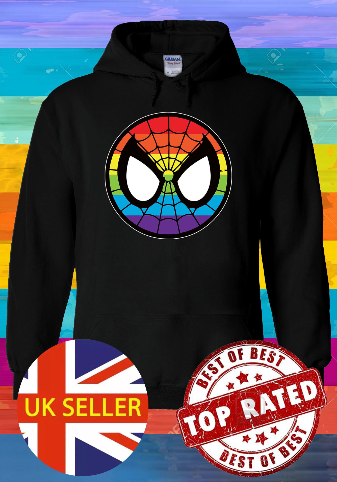Spider Man Face Gay Pride Rainbow LGBT Gift Hoodie Sweatshirt Pullover ...