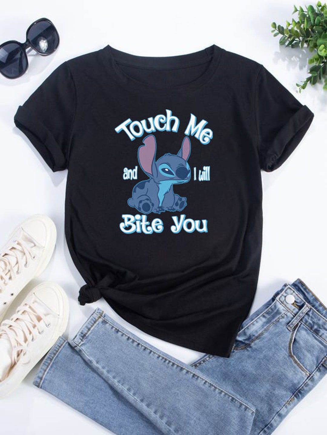 Disney Stitch Touch Me and I Will Bite You Cute Funny Best Gift Tshirt ...