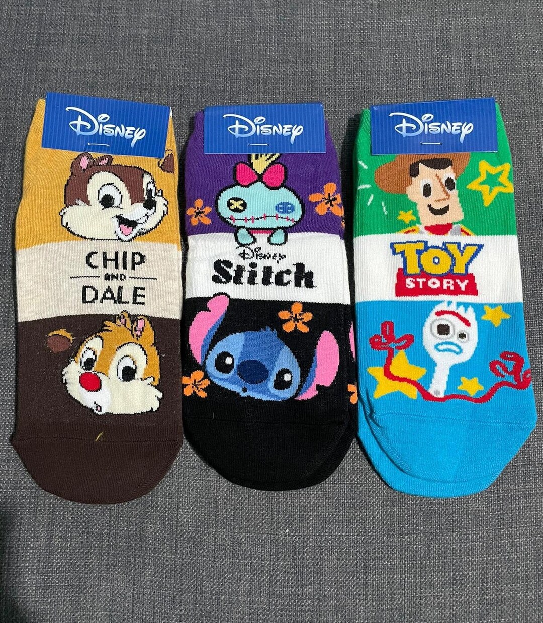 Official Disney Stitch Ohana Toy Story 4 Chip N Dale Women's Socks One ...
