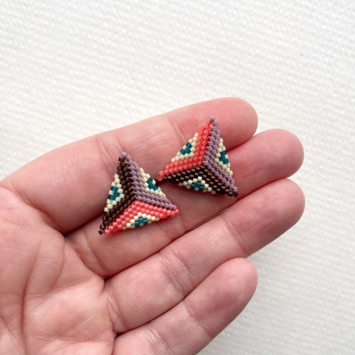 Granny Triangle Studs Handwoven Beaded Triangle Earrings - Etsy