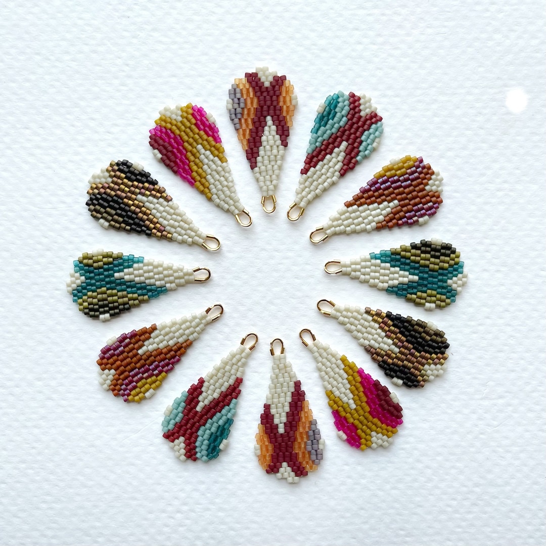 Mini Pinwheel Drops - Handwoven Seed Bead Teardrop Earrings - Etsy