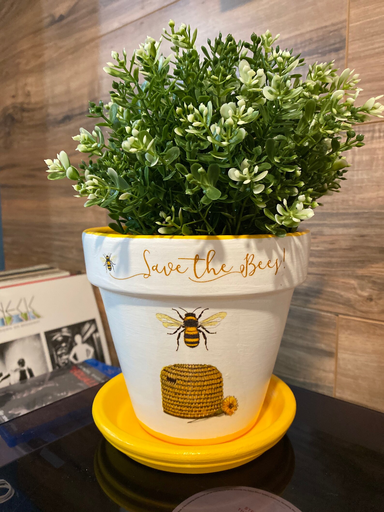 Bee Decoupage Hand Painted Terracota Plant Pot | Etsy